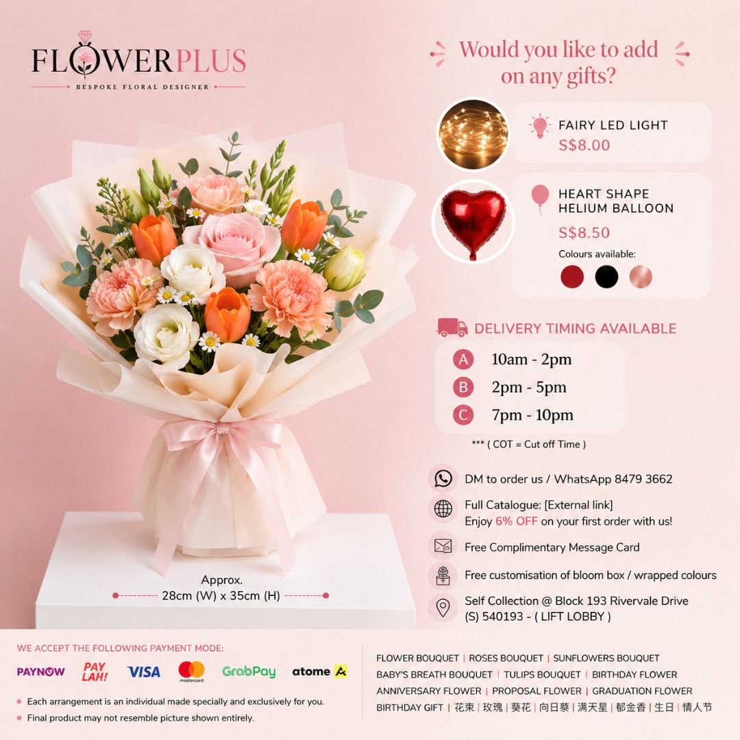 { 🚚 Free Delivery } Chloe Bouquet | S$118.0 | Fresh Tulip Flower ...