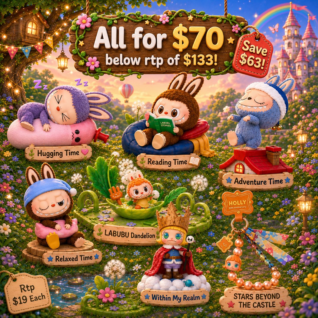 All for $70! Labubu figurines hugging time reading time relaxed time ...