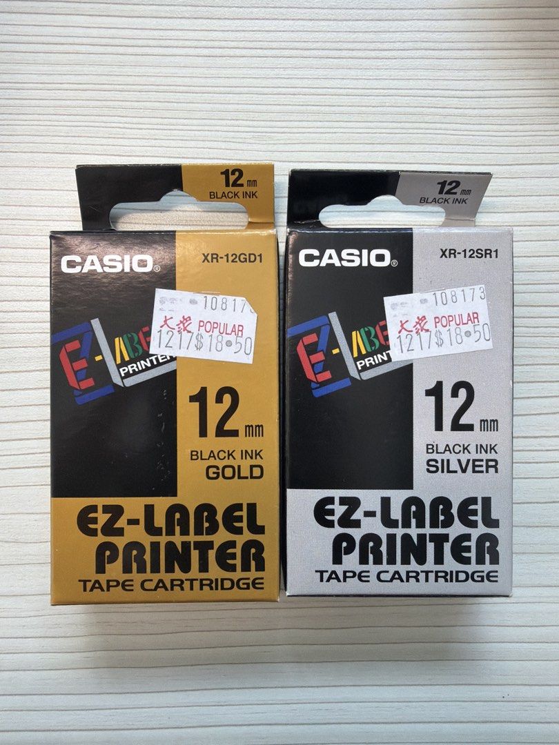 Casio EZ-Label Printer Tape Cartridges (Gold & Silver), Computers ...
