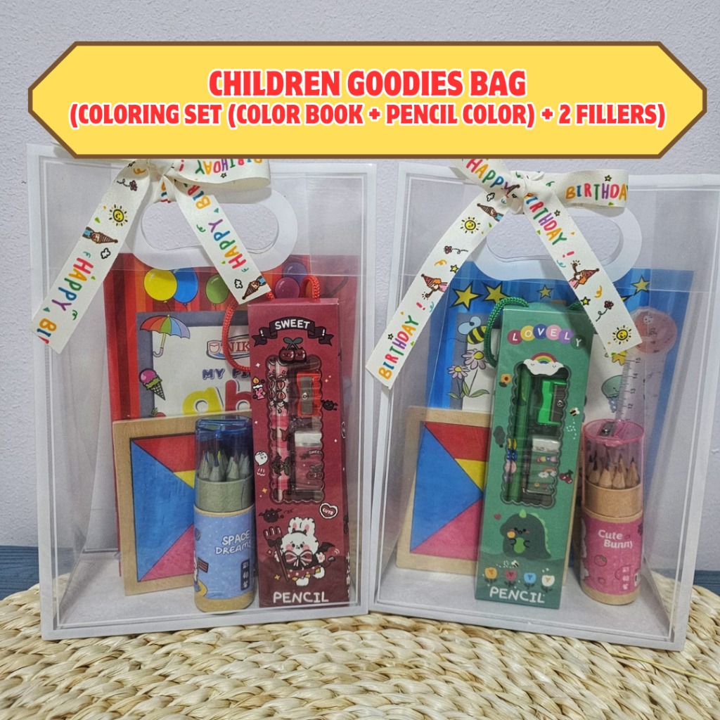 Children Coloring Set Goodies Bag (Book + Color pencil + 2 x Fillers ...