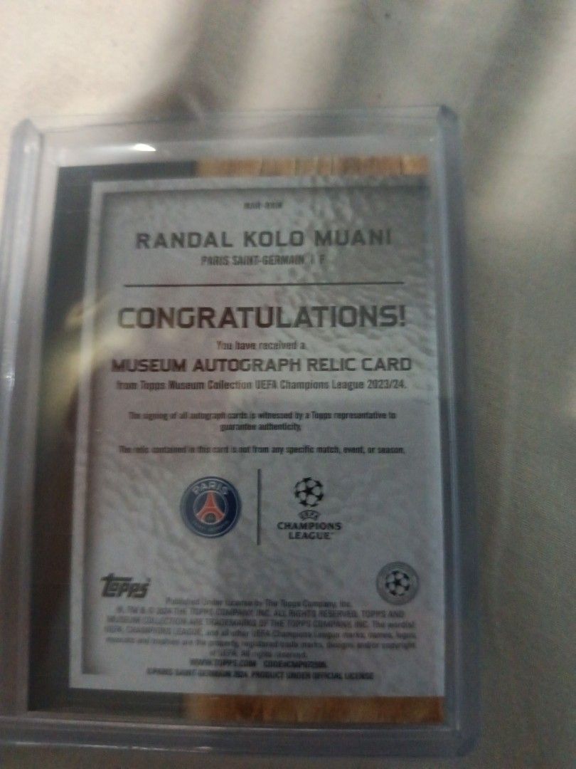 Randal Kolo Muani Museum Autograph Relic Card PSG, Hobbies & Toys, Toys ...