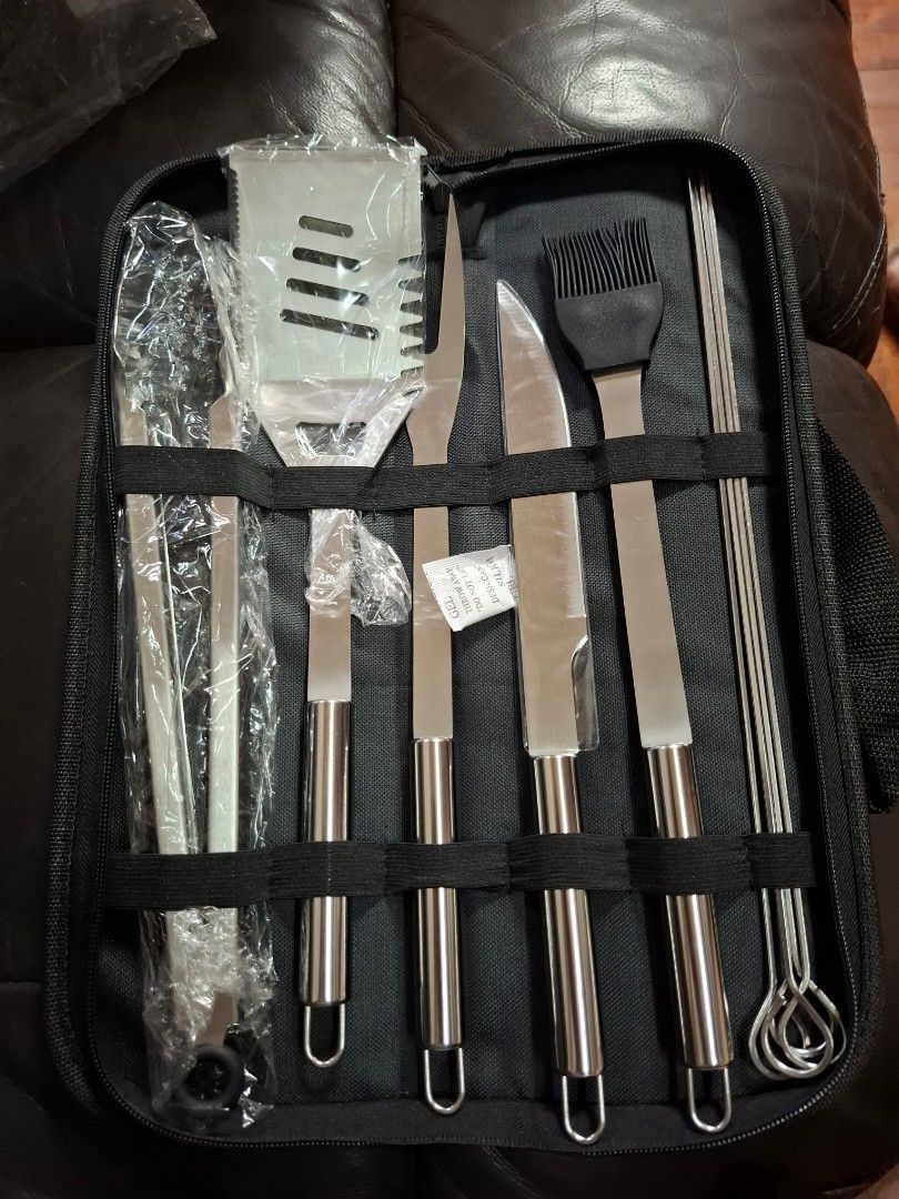 燒烤 用具 Stainless Steel BBQ Grill Utensil Tool Set with Case, 家庭電器, 廚房電器 ...