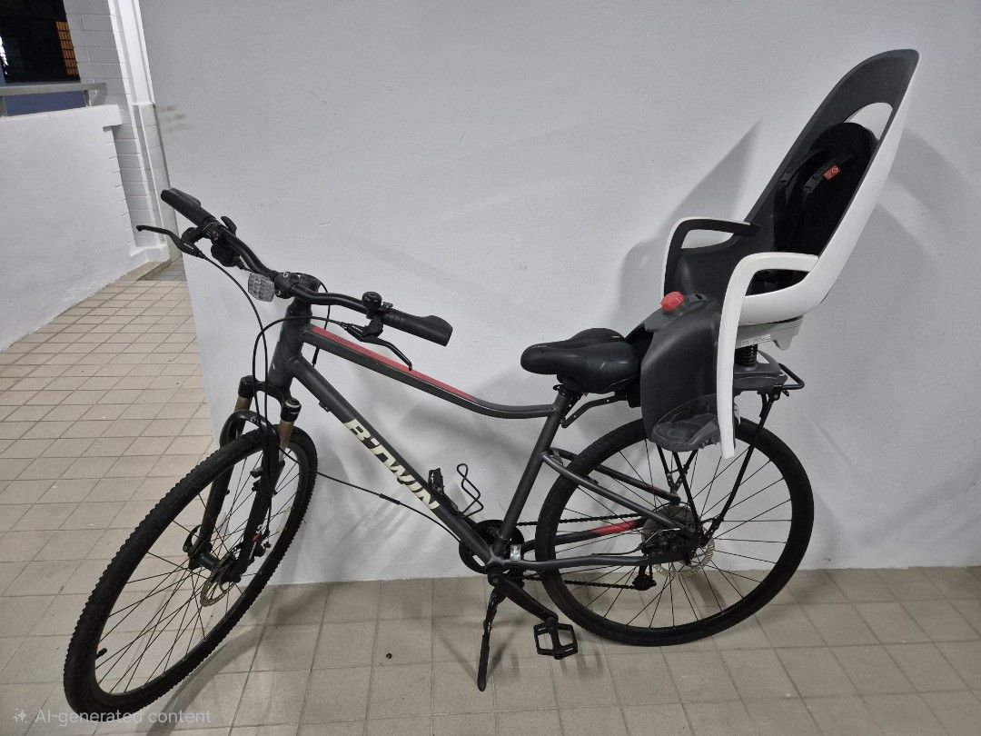 B'Twin Hybrid Bike with Hamax Child Seat, Sports Equipment, Bicycles ...
