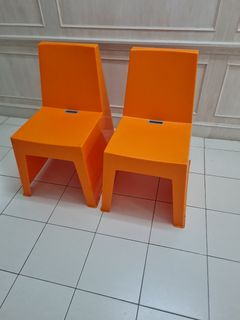 Set of 2 Modern Plastic Stools - Red and Green, Furniture & Home Living ...
