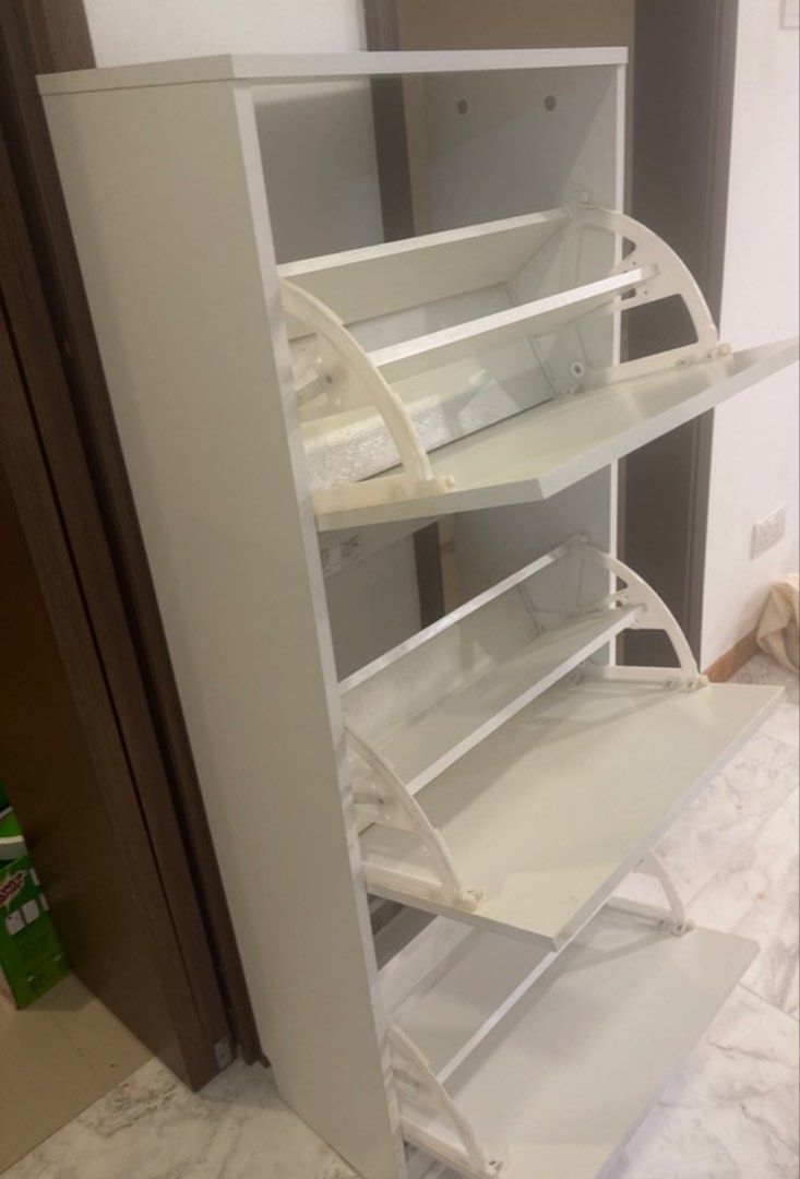 White 4-Tier Shoe Rack Cabinet, Furniture & Home Living, Furniture ...
