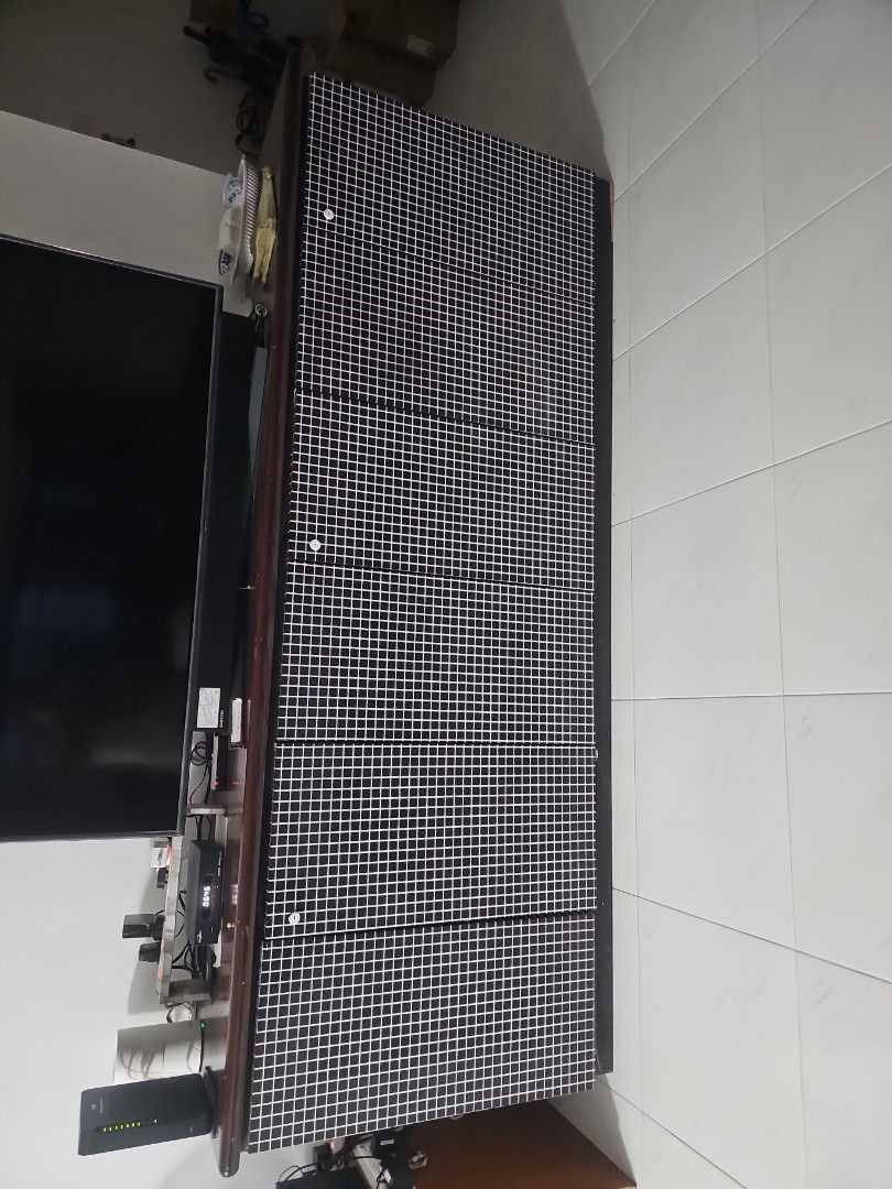 Wooden Cabinet with Black and White Grid Pattern Doors, Furniture ...