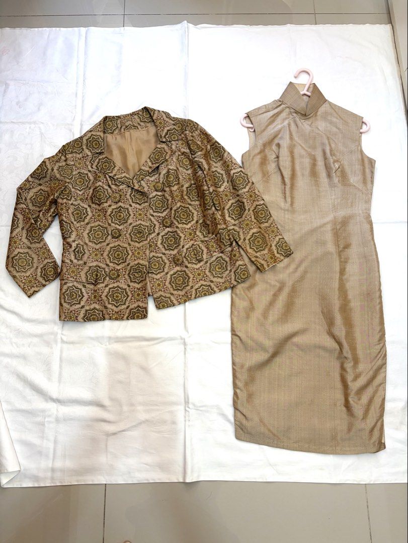 優質長衫套裝 Vintage Brocade Cheongsam Jacket and Skirt Set, 女裝, 連身裙 & 套裝, 套裝 ...