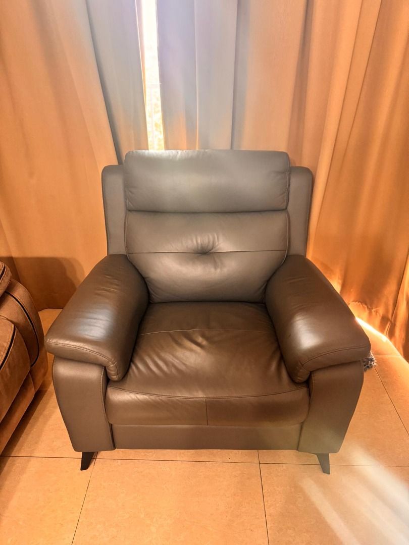 Comfortable Leather Armchair - Grey, Furniture & Home Living, Furniture ...
