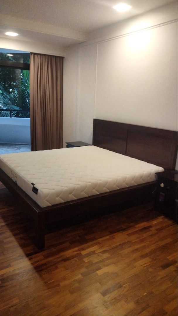 King Size Dark Wood Bed Frame with Mattress, Furniture & Home Living ...