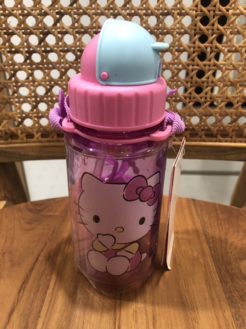 Hello Kitty Kids Straw Water Bottle Pink Purple Blue, Furniture & Home ...