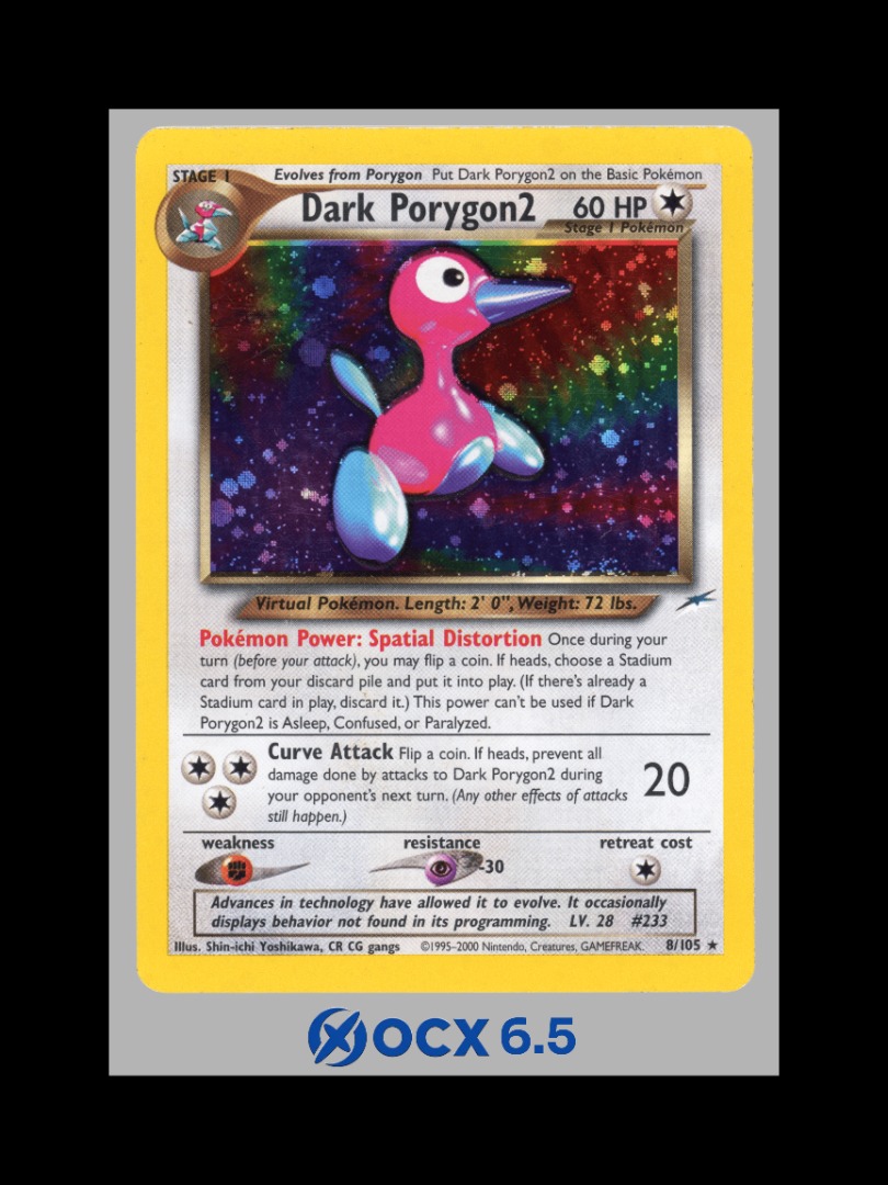 OCX Pre-Grading 6.5 Dark Porygon2 #8 Holo Rare English Raw Pokemon TCG ...