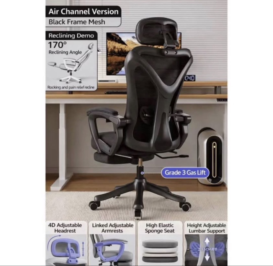 Ergonomic Mesh gaming / Office Chair with Headrest and Lumbar Support ...