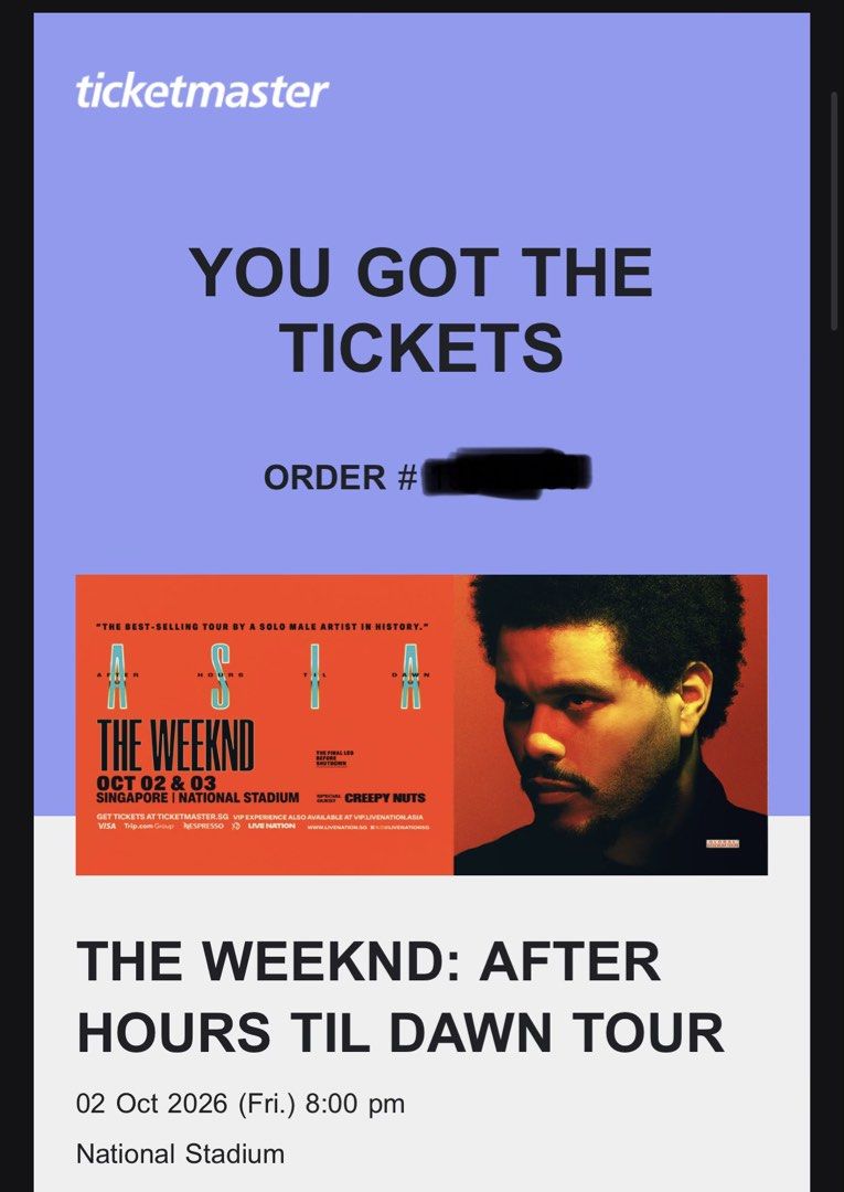 The Weeknd: After Hours Til Dawn Tour Tickets - Oct 2, 2026, Tickets ...