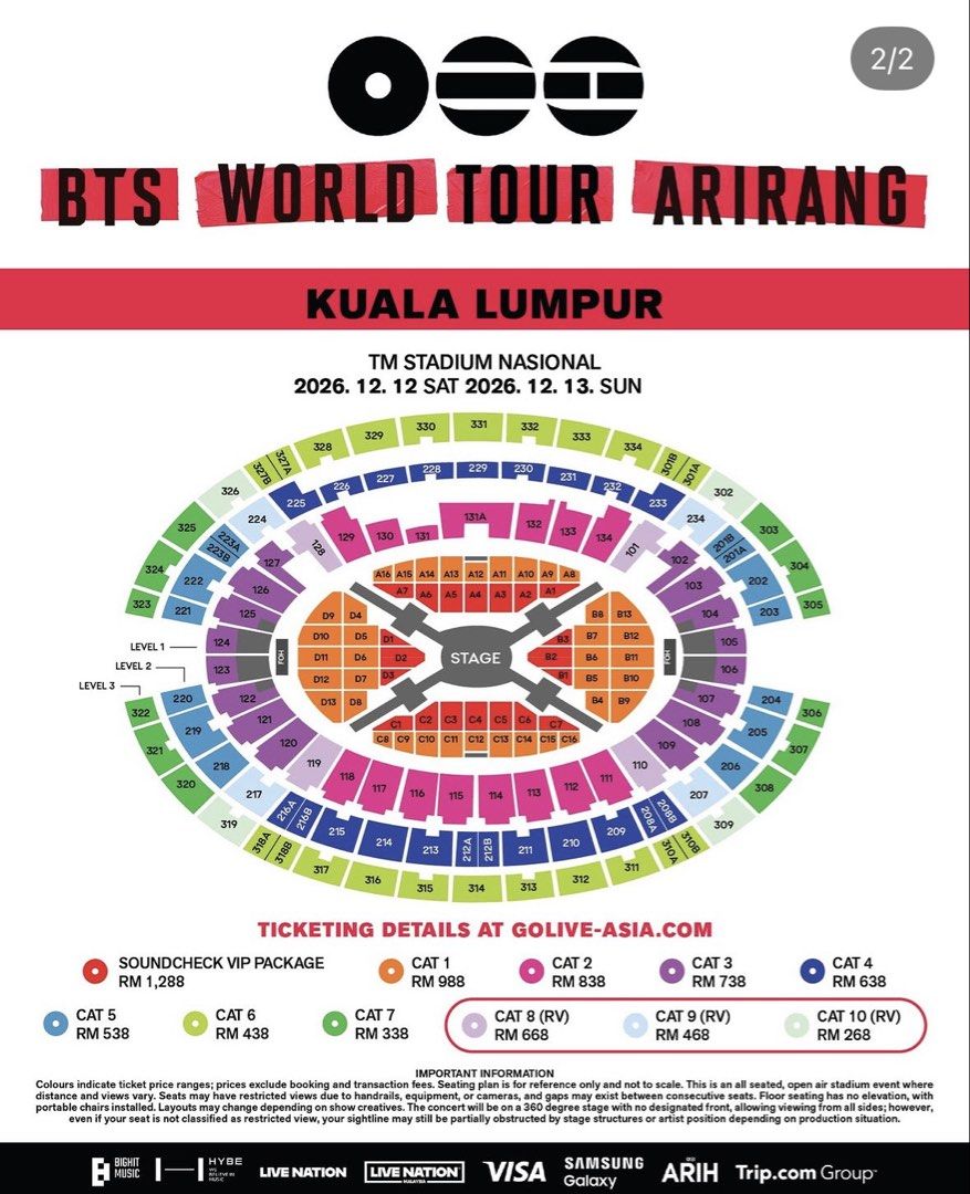 BTS World Tour Arirang Kuala Lumpur Ticket - Sun 13 Dec 2026, Tickets ...