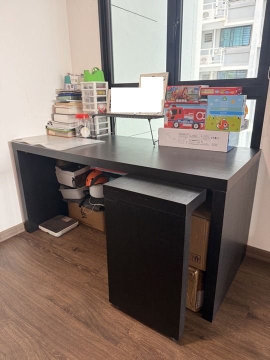 IKEA Malm Desk Study Table Extendable L-Shape, Furniture & Home Living ...