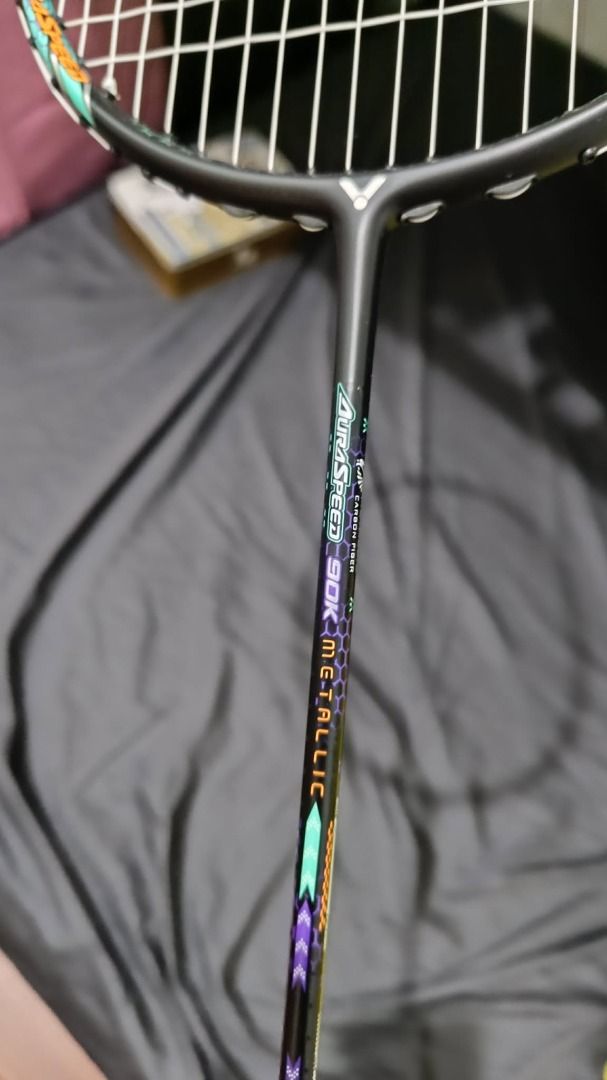 Victor Auraspeed 90K Metallic Badminton Racquet, Sports Equipment ...