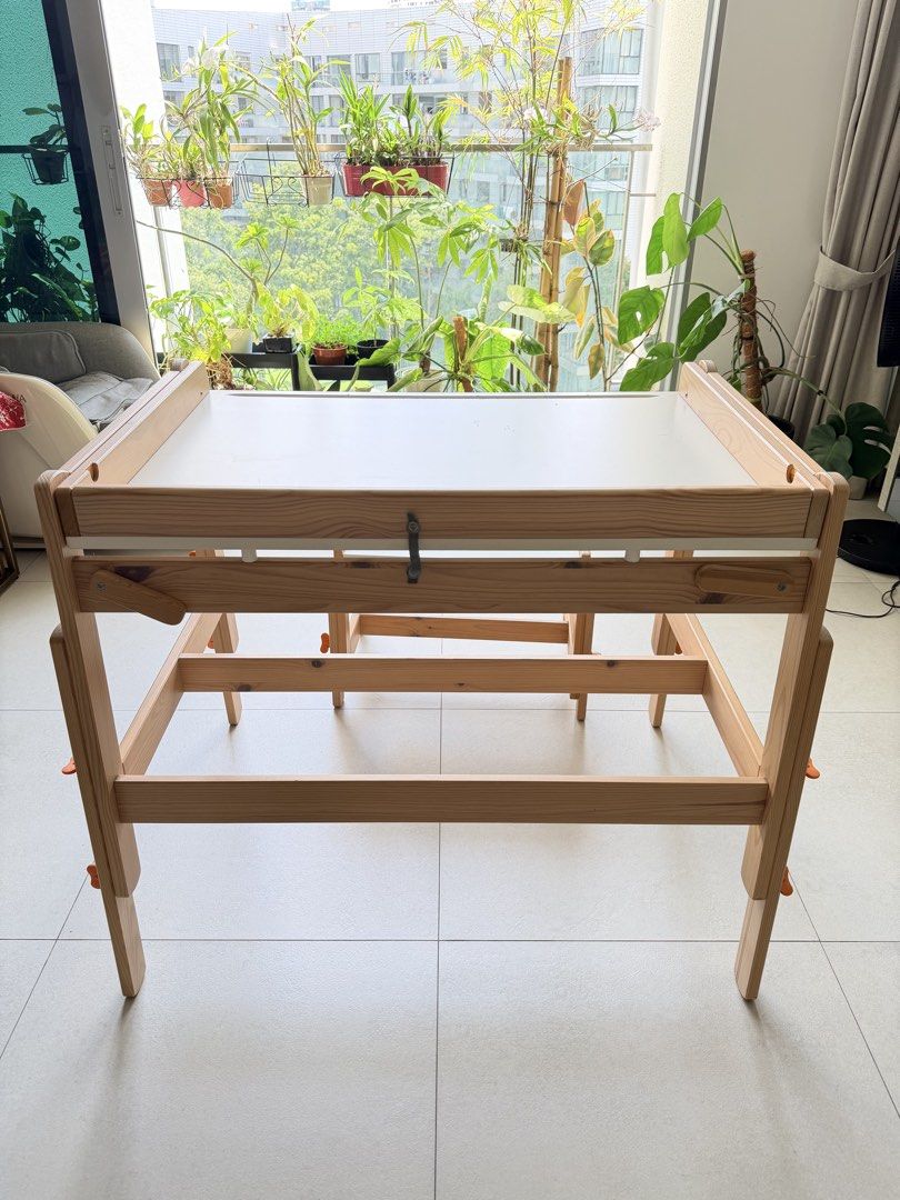 IKEA Adjustable Wooden Children's Desk with Stool, Furniture & Home ...