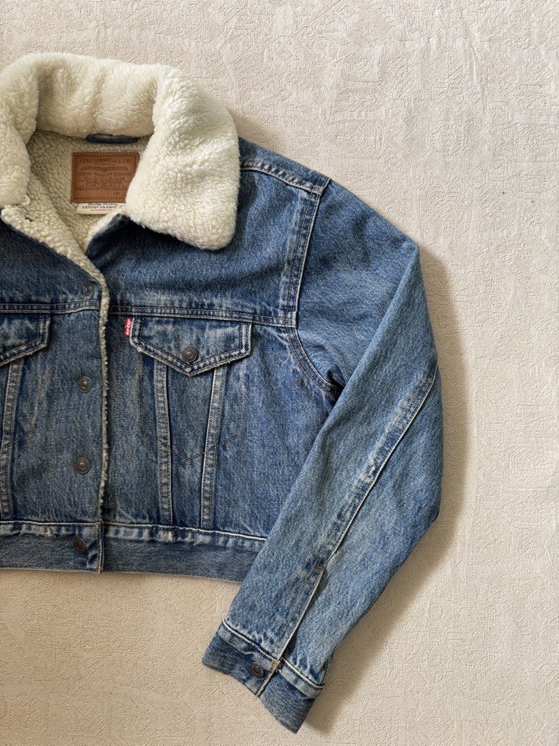Womens Levi’s Sherpa-lined Cropped Trucker Jacket, Women's Fashion ...