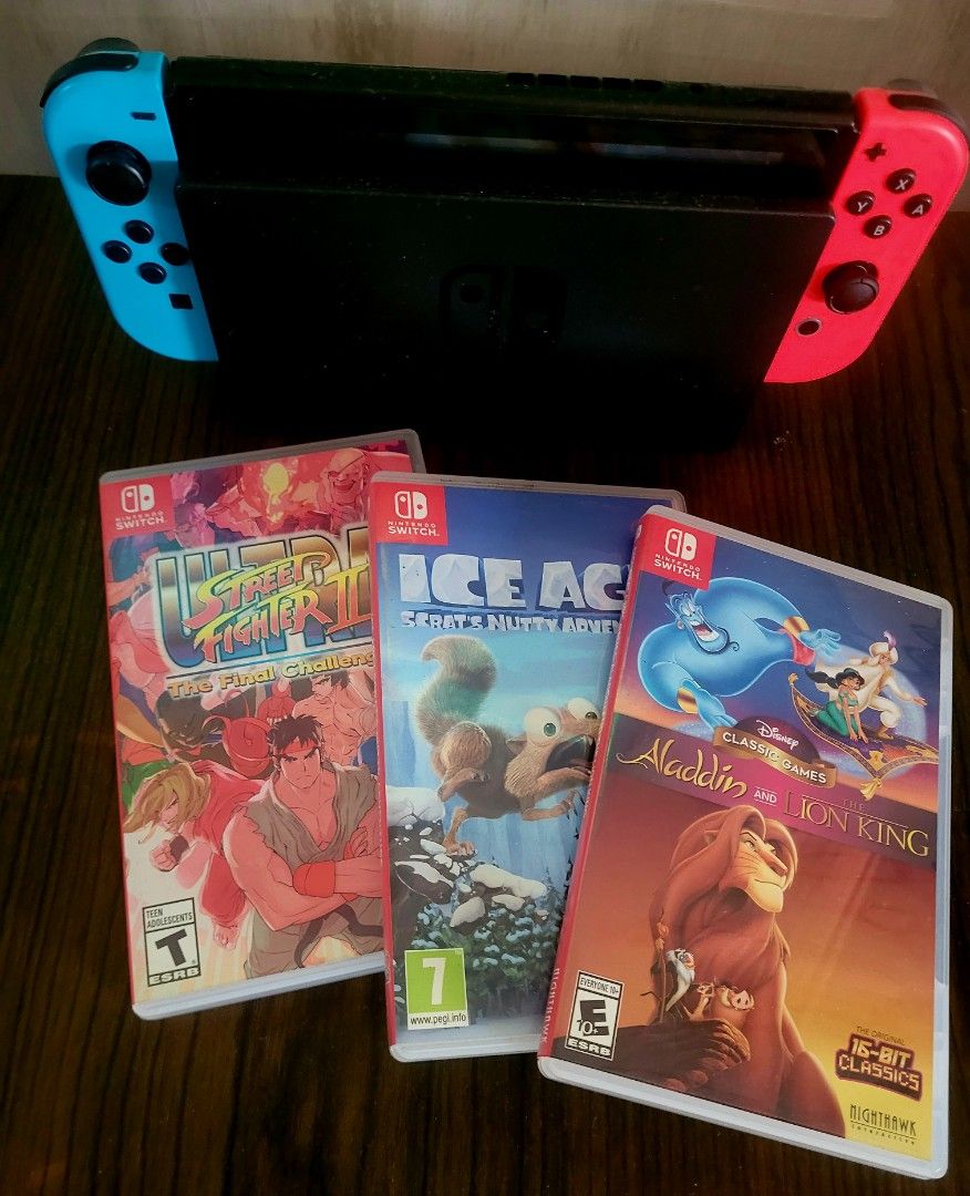 Nintendo Switch Console with Street Fighter II, Ice Age, Aladdin & Lion ...