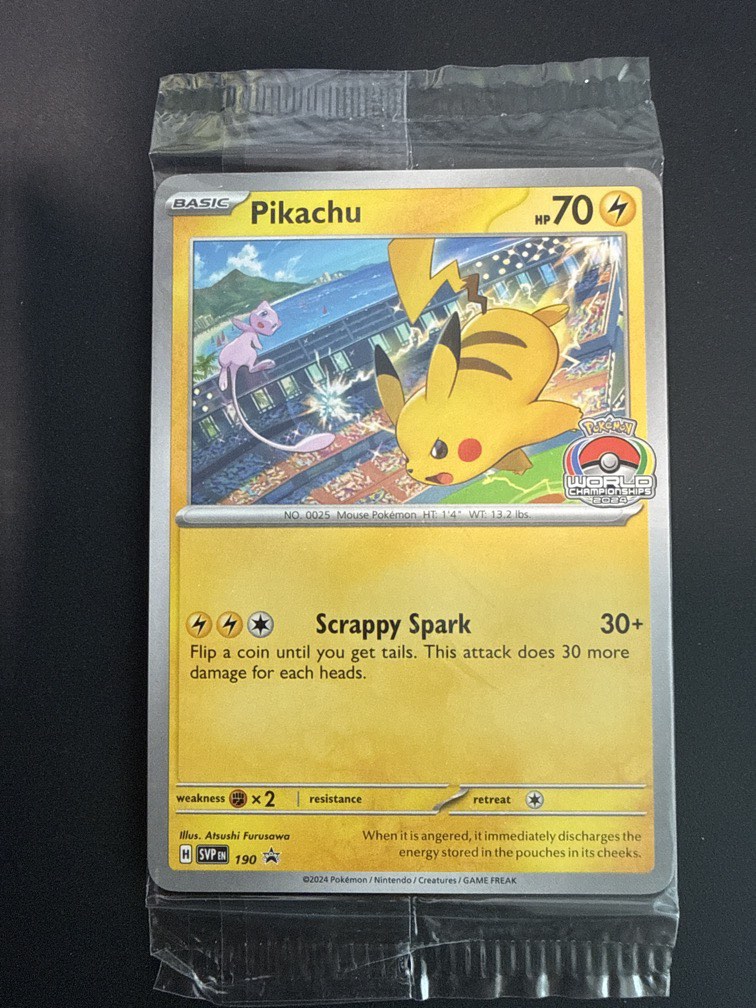 Pokemon Pikachu svp 190 promo world championships 2024 sealed, Toys ...