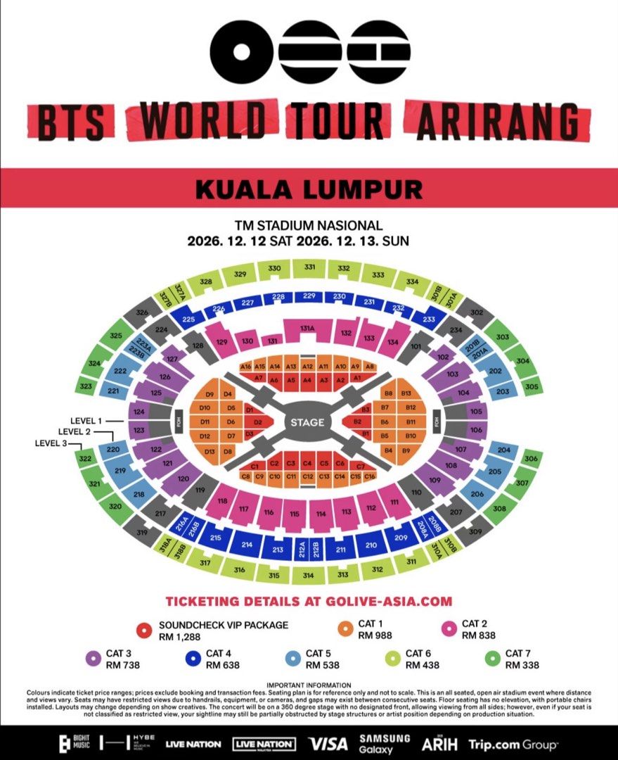 [CAT 3] BTS World Tour Arirang Kuala Lumpur Concert Ticket, Tickets ...