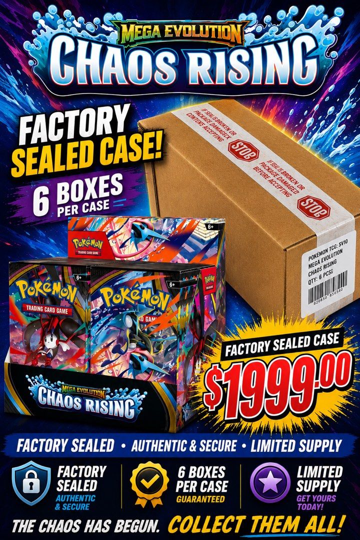 Pokémon TCG: Mega Evolution - ME04 Chaos Rising Booster Box Display ...