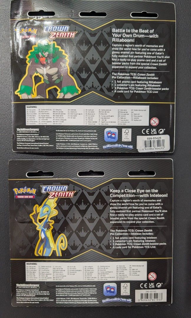 3-pack Crown Zenith booster packs sealed blister pack inteleon ...