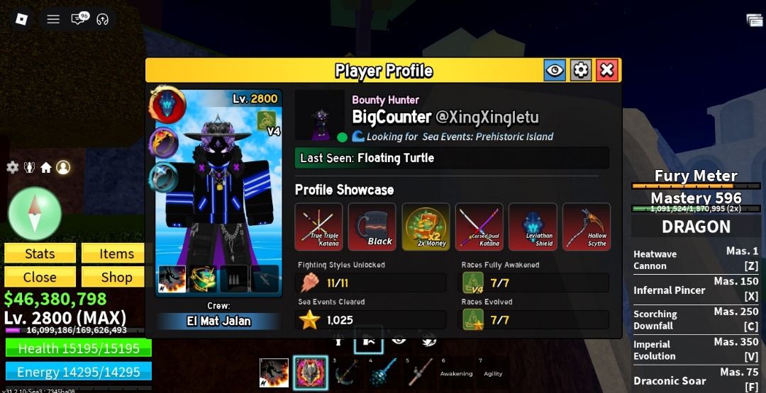 Blox Fruits Account with Perm Dragon, Tiger, Flame, Ice, Blade and All ...