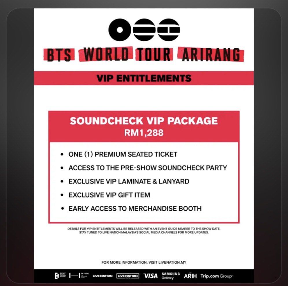 BTS World Tour Arirang Concert Malaysia 2026, Tickets & Vouchers, Event ...