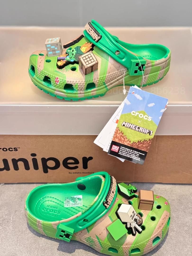 Crocs X Minecraft 兒童涼鞋 舒適爆款, 兒童＆孕婦用品, 嬰兒及小童流行時尚 - Carousell