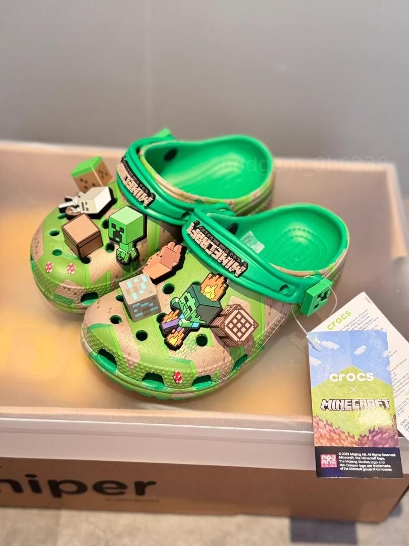Crocs X Minecraft 兒童涼鞋 舒適爆款, 兒童＆孕婦用品, 嬰兒及小童流行時尚 - Carousell