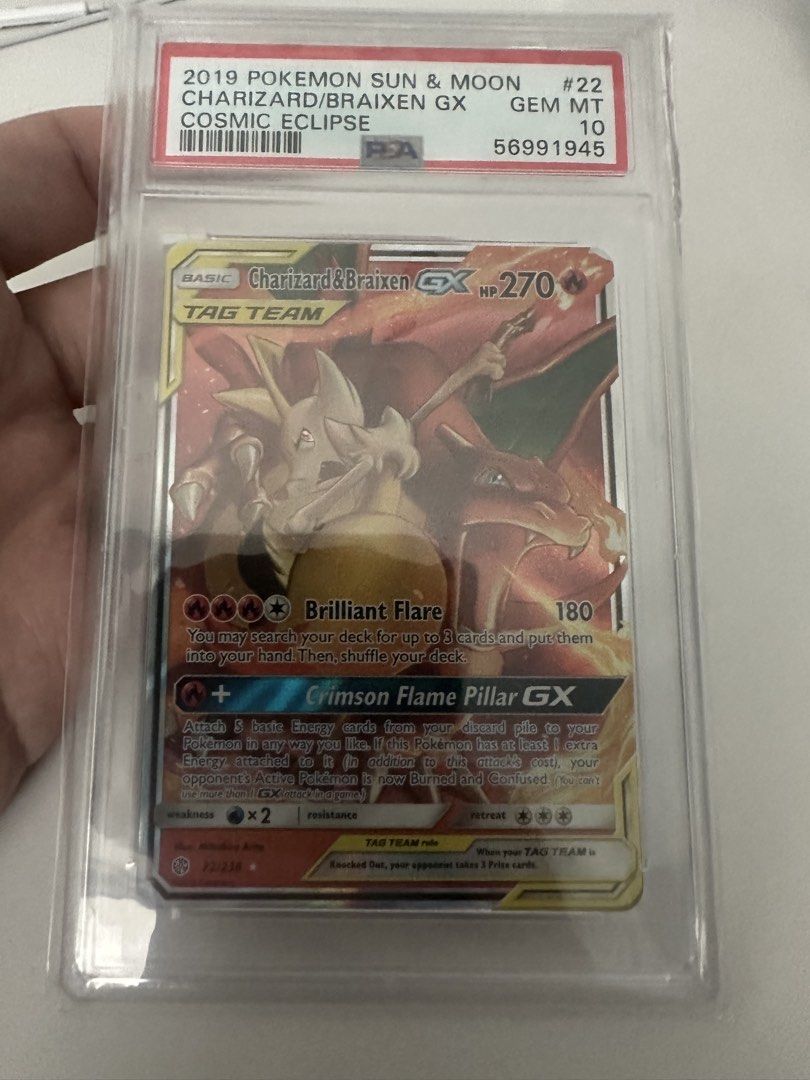 2019 Charizard/Braixen GX Cosmic Eclipse PSA 10 Gem MT, Hobbies & Toys ...