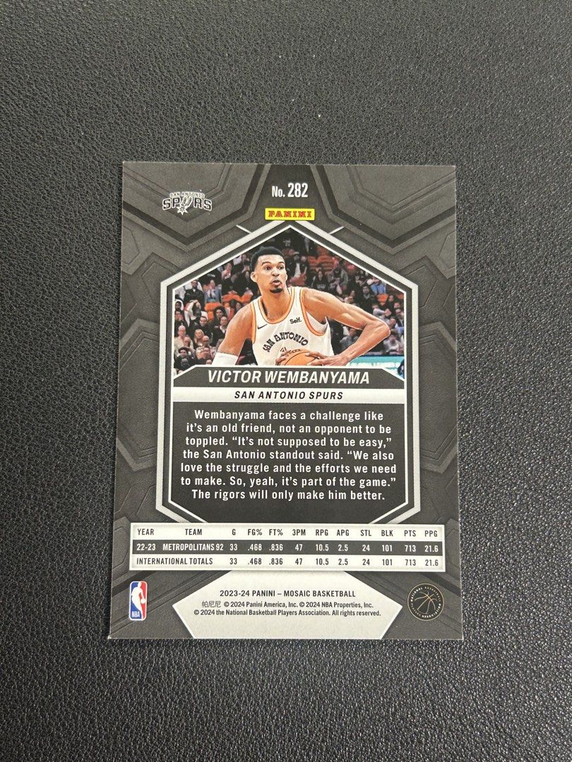 2023-24 Panini Mosaic City Edition Base Victor Wembanyama Rookie Card ...