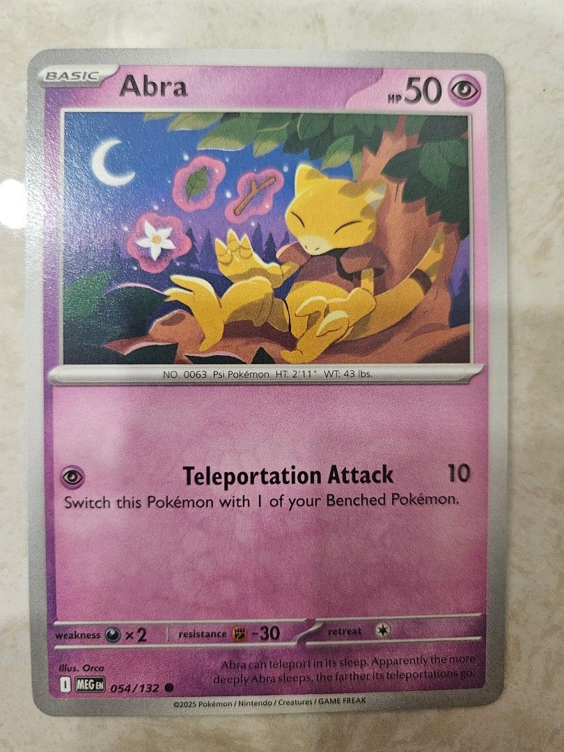 2025 Pokemon Mega Evolution Base 054 Abra, Hobbies & Toys, Toys & Games ...