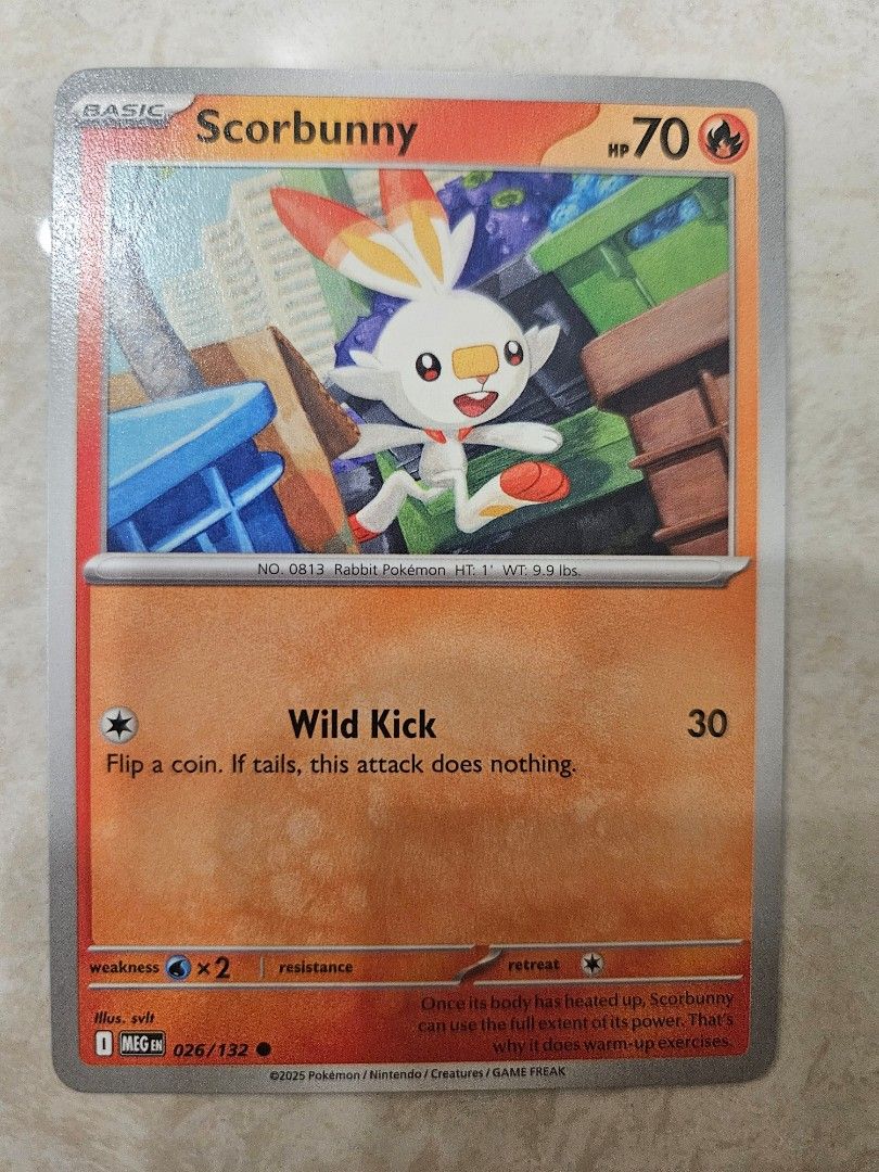 2025 Pokemon Mega Evolution Base 026 Scorbunny, Hobbies & Toys, Toys ...