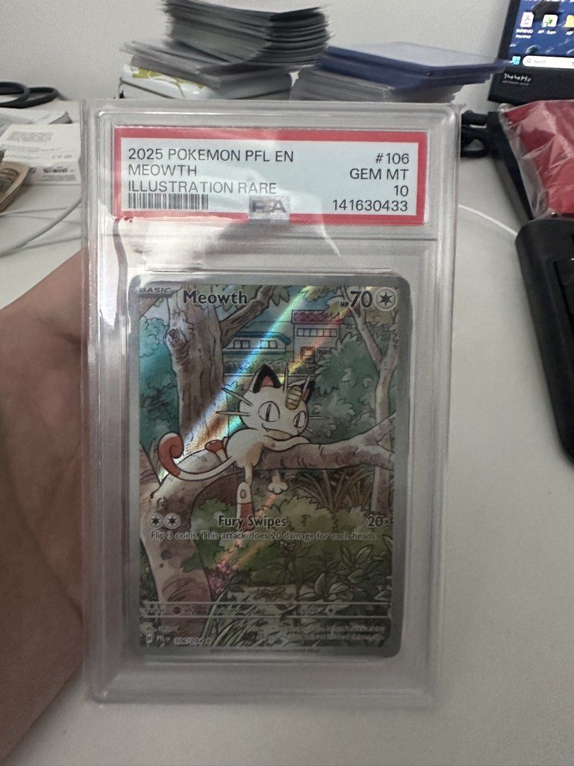 2025 Pokemon PFL EN Meowth Illustration Rare PSA 10, Hobbies & Toys ...