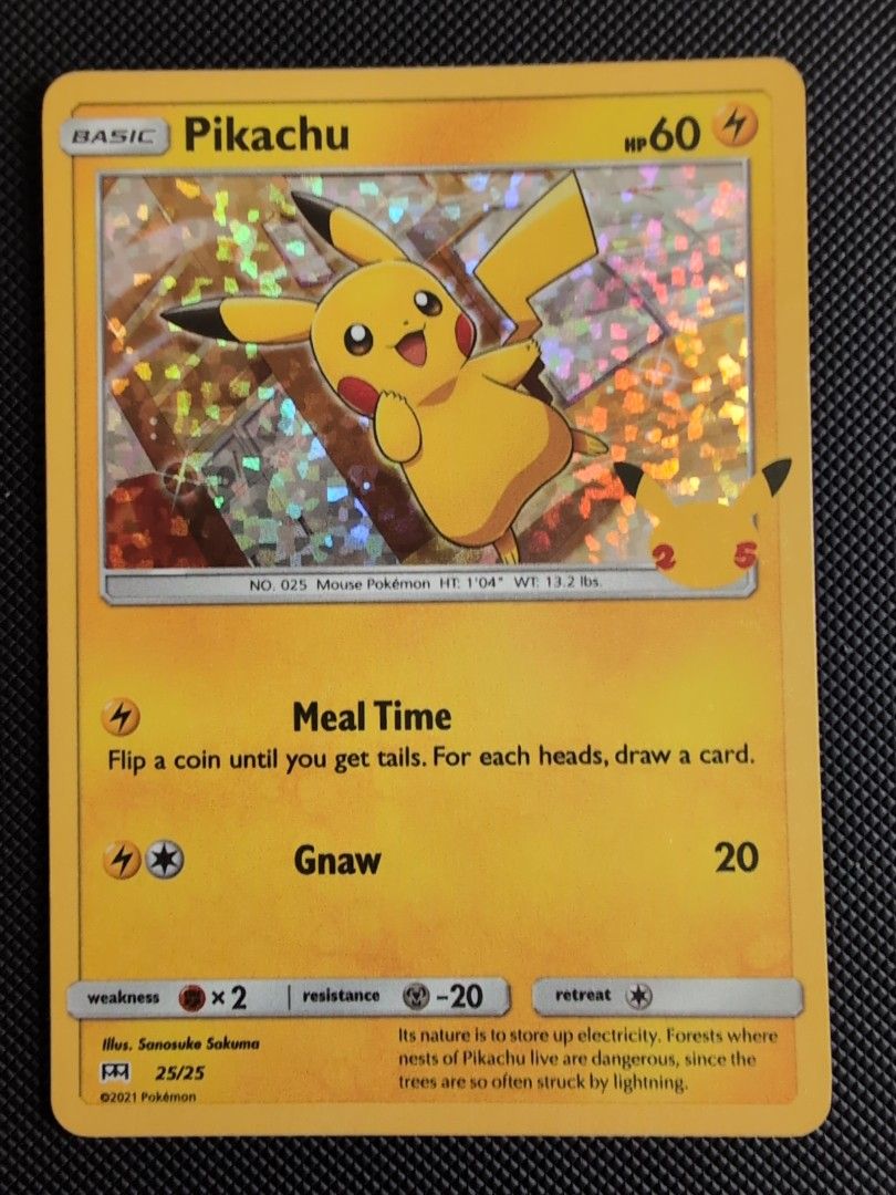 25th Anniversary Stamped McDonald's Pikachu Holo 25/25 (with HOLO BLEED ...