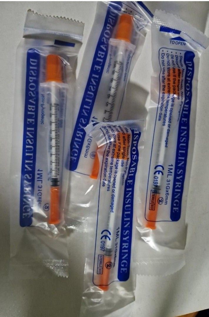 Insulin Syringes with needle 1ML 31G x 6mm, Health & Nutrition, Medical ...