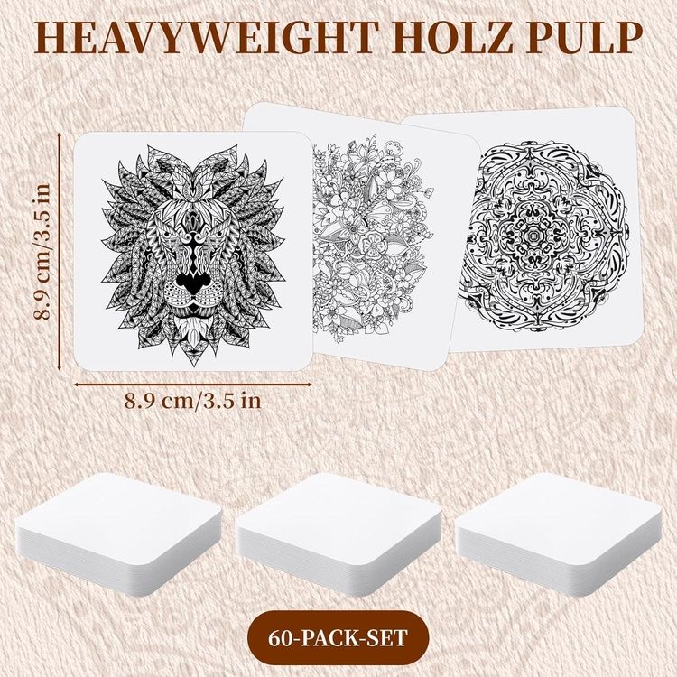 60 White Paper Tiles for Zen Square Art, 3.5" x 3.5" Blank Artist Tiles ...