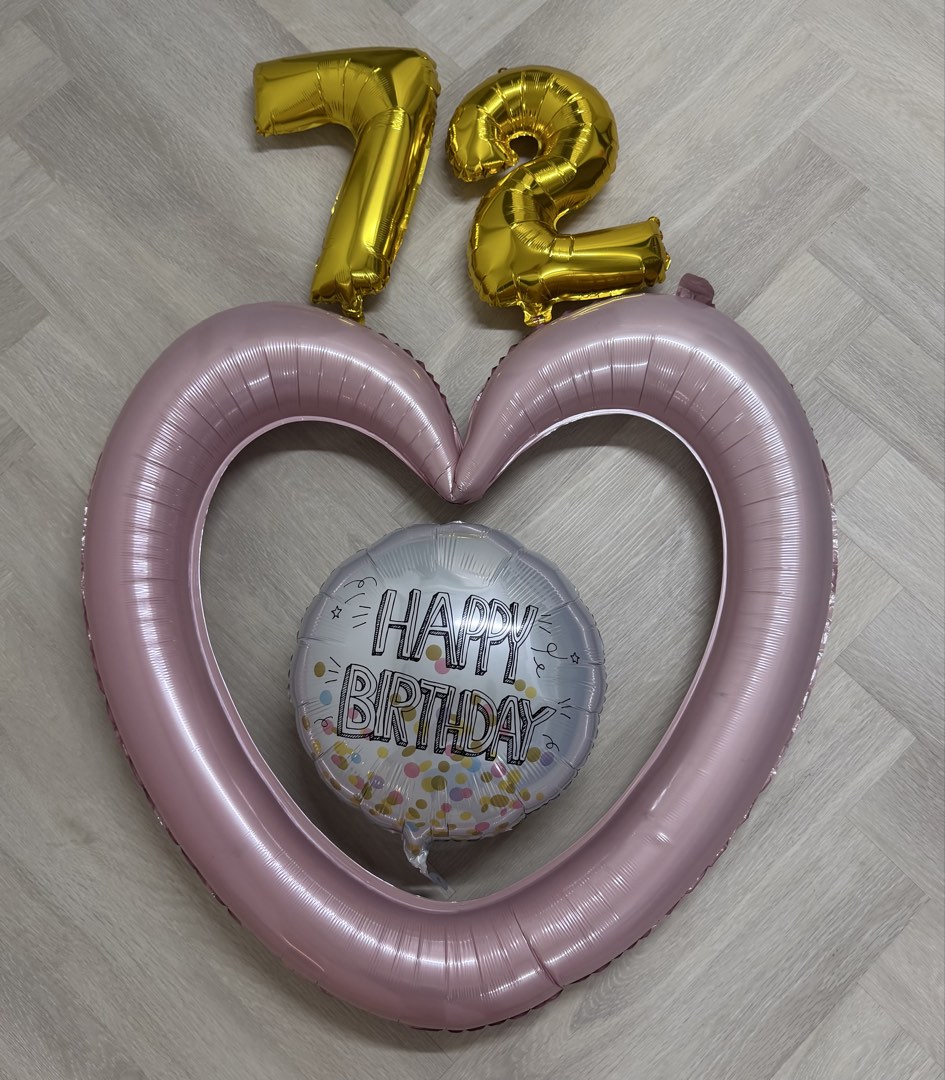 72 Happy Birthday Heart helium Balloon Set, Hobbies & Toys, Occasions ...