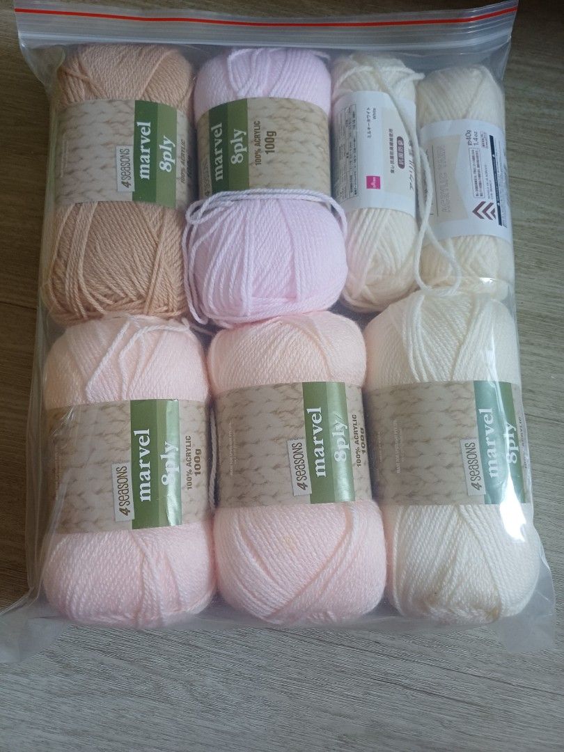 8ply Marvel Yarn Bundle - Cream, Pink, Beige, Hobbies & Toys ...