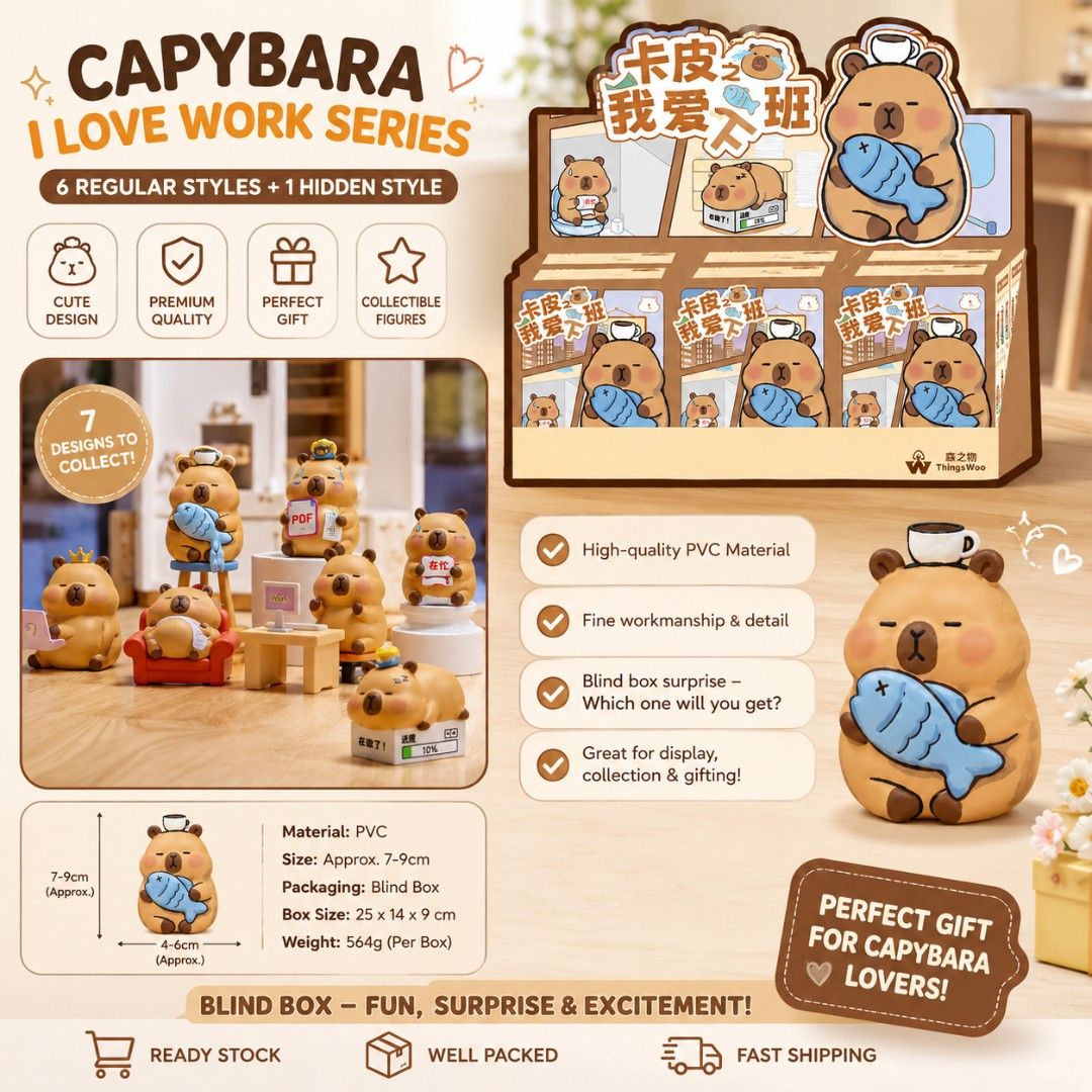 🐹 Capybara I Love Work Series Blind Box | Cute Collectible Figure ...