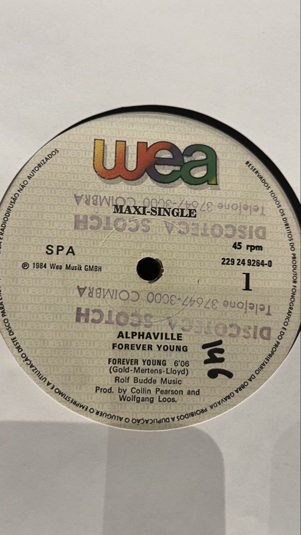 Alphaville Forever Young Maxi-Single 12" Vinyl Record, Hobbies & Toys ...