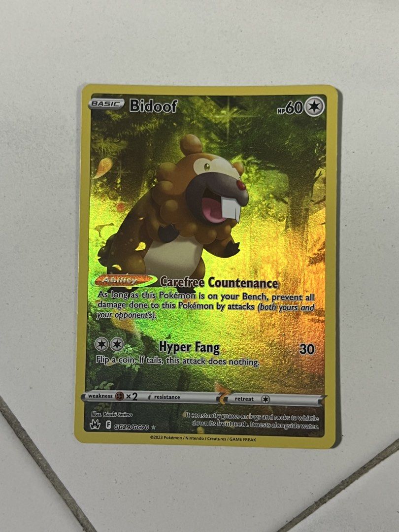 Bidoof GG29/GG70 Pokemon Card, Hobbies & Toys, Toys & Games on Carousell