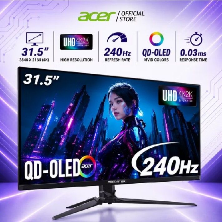 Acer Predator 31.5" 4K 240Hz QD-OLED Gaming Monitor, Computers & Tech ...