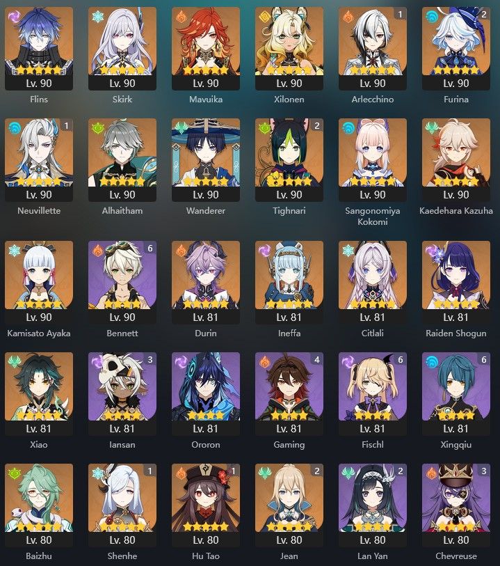 ASIA Genshin Impact Account | AR60 | furina arlecchino mavuika skirk ...