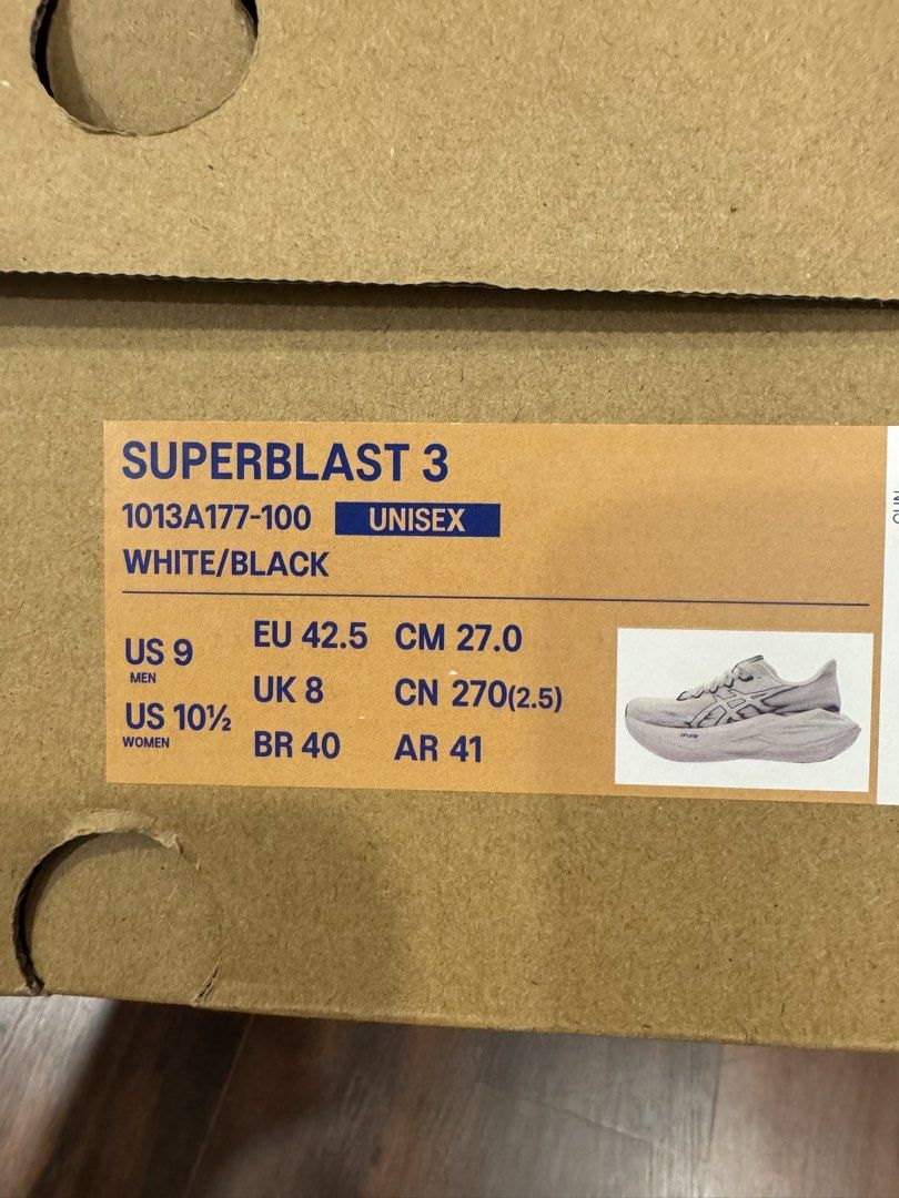 ASICS Superblast 3 Running Shoes White/Black Unisex, Men's Fashion ...