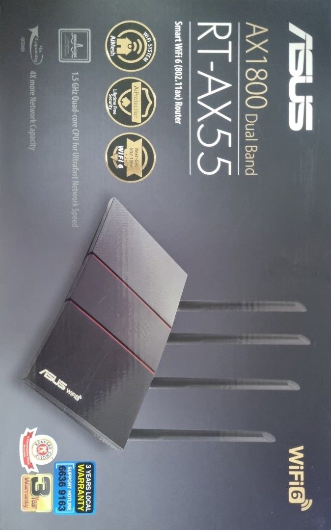 ASUS RT-AX55 AX1800 Dual Band WiFi 6 Router, Computers & Tech, Parts ...
