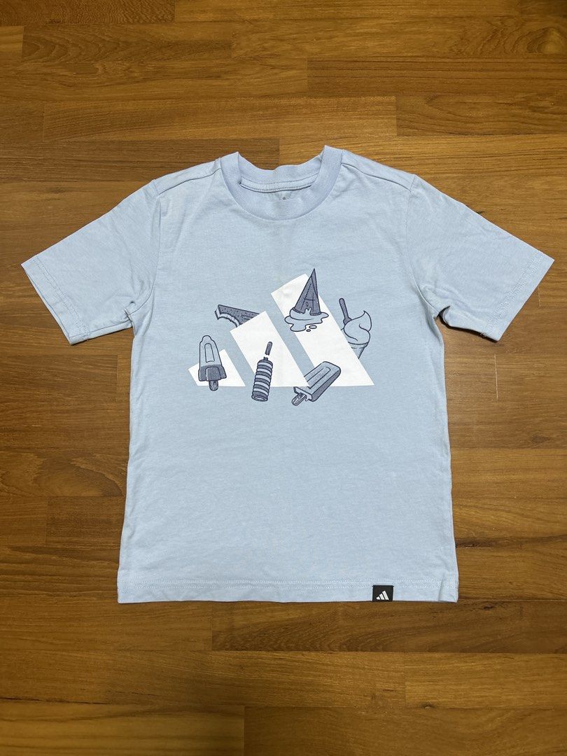 Authentic Adidas Kids Ice Cream Themed Graphic Blue Tee Shirt Size 122 ...