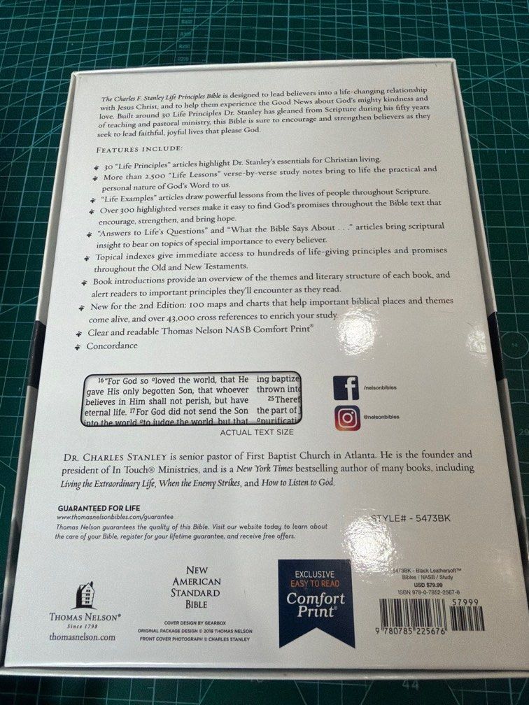 Charles F. Stanley Life Principles Bible, 2nd ed., Black Leathersoft ...